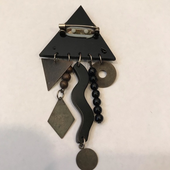 Vintage | Jewelry | Vintage 98s Triangle Pin Mint Green Black Bronze ...